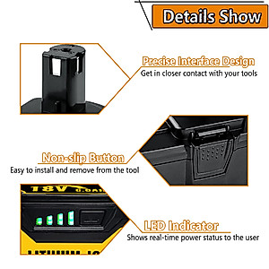 Masione 2-Pack 5.0Ah Replacement for Ryobi 18V Battery Lithium-Ion Compatible with P108 P102 P103 P105 P107 P109 P122 Batteries