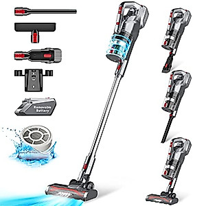 VEAVON Cordless Vacuum Cleaner, 200W 23Kpa Lightweight Cordless Stick Vacuum, Detachable Battery Design, 45 min Long Runtime, 4 in 1 Stick Vacuum Cleaner Perfect for Hardwood Floor Pet Hair - P6