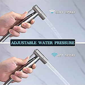 Handheld Bidet Sprayer for Toilet-Adjustable Water Pressure Jet Sprayer for Feminine Wash, LUFEIDRA Stainless Steel Bidets for Existing Toilets Muslim Shower Cloth Diaper Sprayer Bidet Attachment
