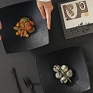 BESTonZON Square Dinner Plates, serving platters serving trays dessert plate Matte Black Serving