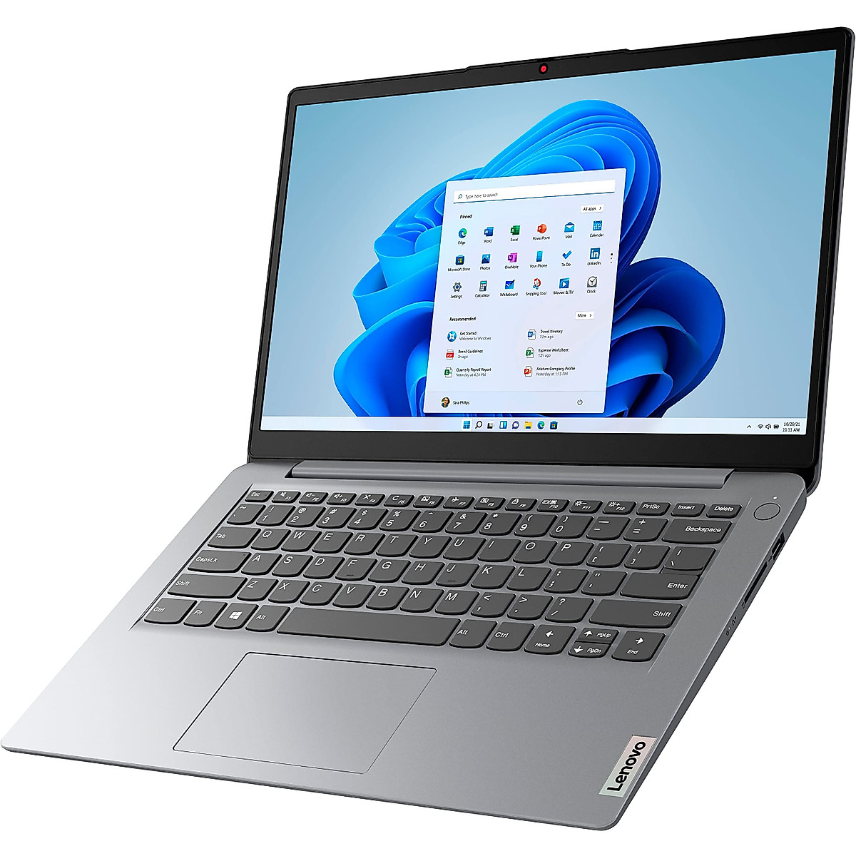 Lenovo IdeaPad 1i 14" Laptop Computer, Intel Quad-Core Pentium Silver N5030 Processor, 1-Year Office 365, 4GB DDR4 RAM, 128GB eMMC, WiFi 6, BT 5.1, Cloud Grey, Windows 11 Home S, BROAG Cable