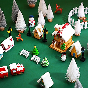 Hiboom 200 Pcs Christmas Miniature Ornaments Kit Resin Miniature Garden Dollhouse Ornaments DIY Kit Christmas Pendant Accessories Christmas Figurines Decorations for Snow Globe Winter Fairy Dollhouse