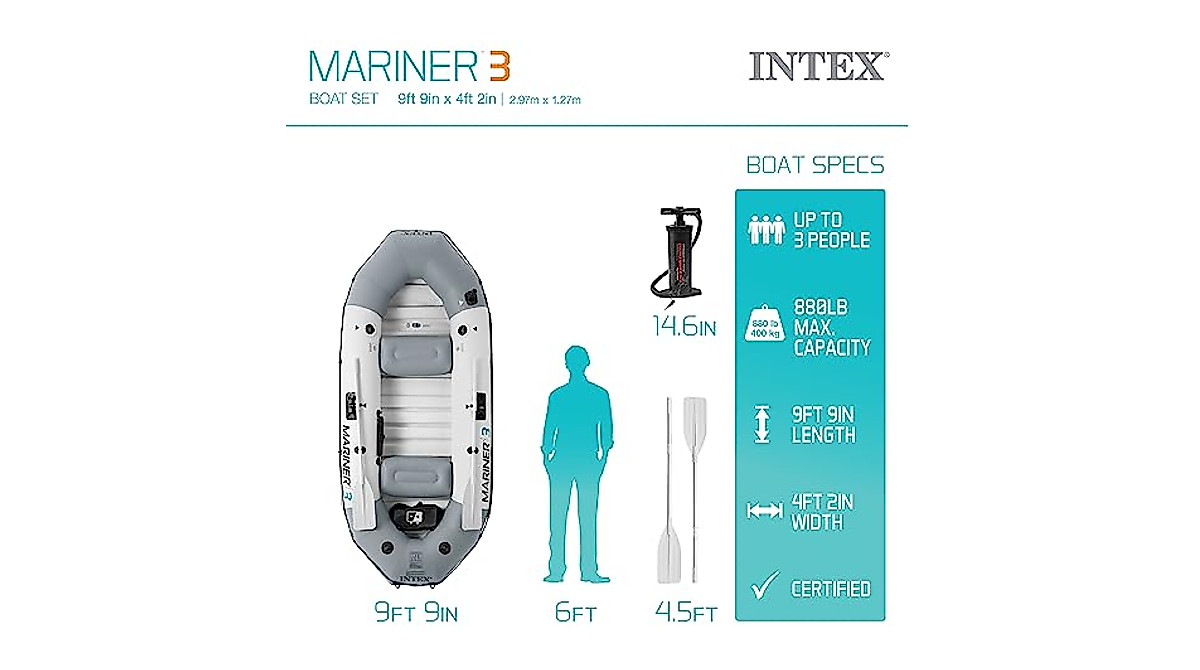 INTEX Mariner 4 Inflatable Boat - Durable & Spacious
