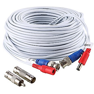 ANNKE (1) 100FT Video Power Cable, CCTV Security Camera BNC RCA Extension Cable (White)