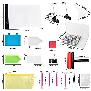 SPMLEE Diamond Painting A4 LED Light Pad Kit,DIY Dimmable Light Brightness Board,LED Artcraft Tracing Light Table,Reusable A4 Painting Pads Great for Full Drill & Partial Drill 5D Diamond Painting.