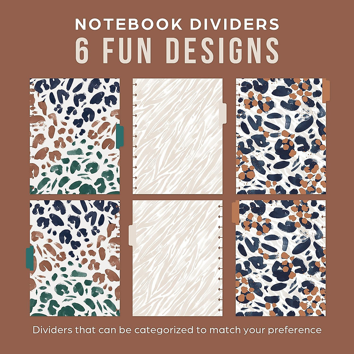 Happy Planner Daily Notebook for School, Office or Journaling - 60 Sheets Dotted Paper with 3 Dividers - Notebook for Student or Teacher - Gone Wild Theme - Large Notebook 8.5" x 11