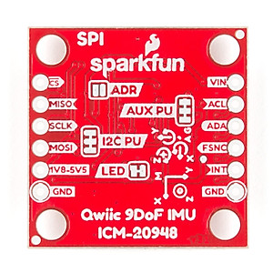 SparkFun 9DoF IMU Breakout-ICM-20948 Low Power I2C & SPI Enabled 9 axis Motion Tracking Includes Logic Shifter Qwiic Connection GPIO pins Digital Motion Processor Accelerometer Gyroscope Magnetometer
