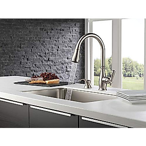 DELTA FAUCET CO 19962-SSSD-DST Stainless Steel Single Pul Kitchen Faucet with Soap Dispenser