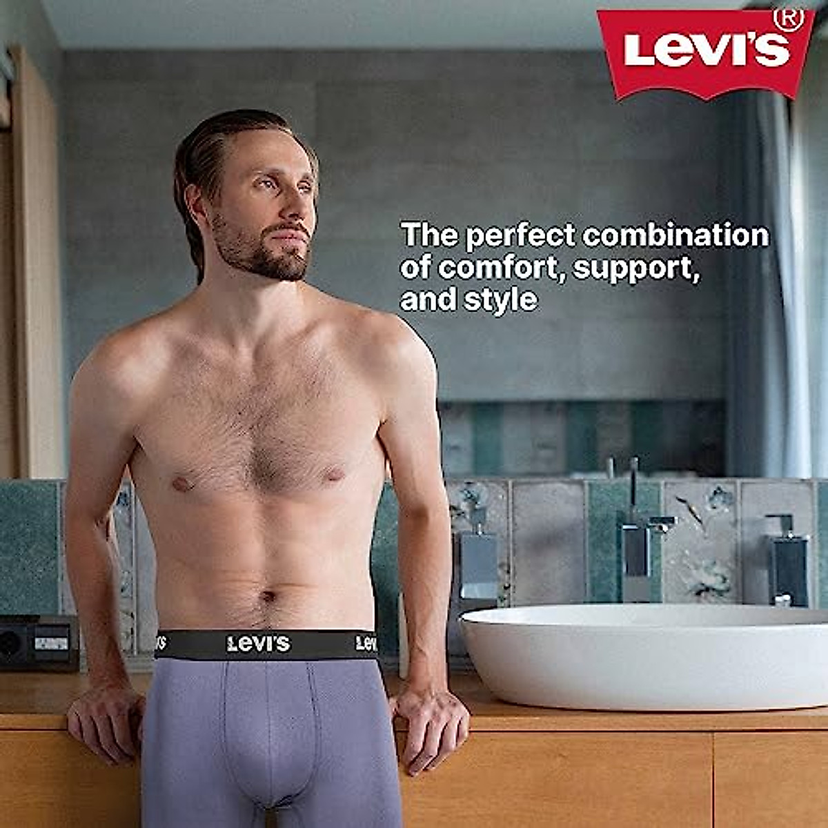 Levi's Mens Underwear 4 Pack Microfiber Boxer Briefs for Men Super Soft