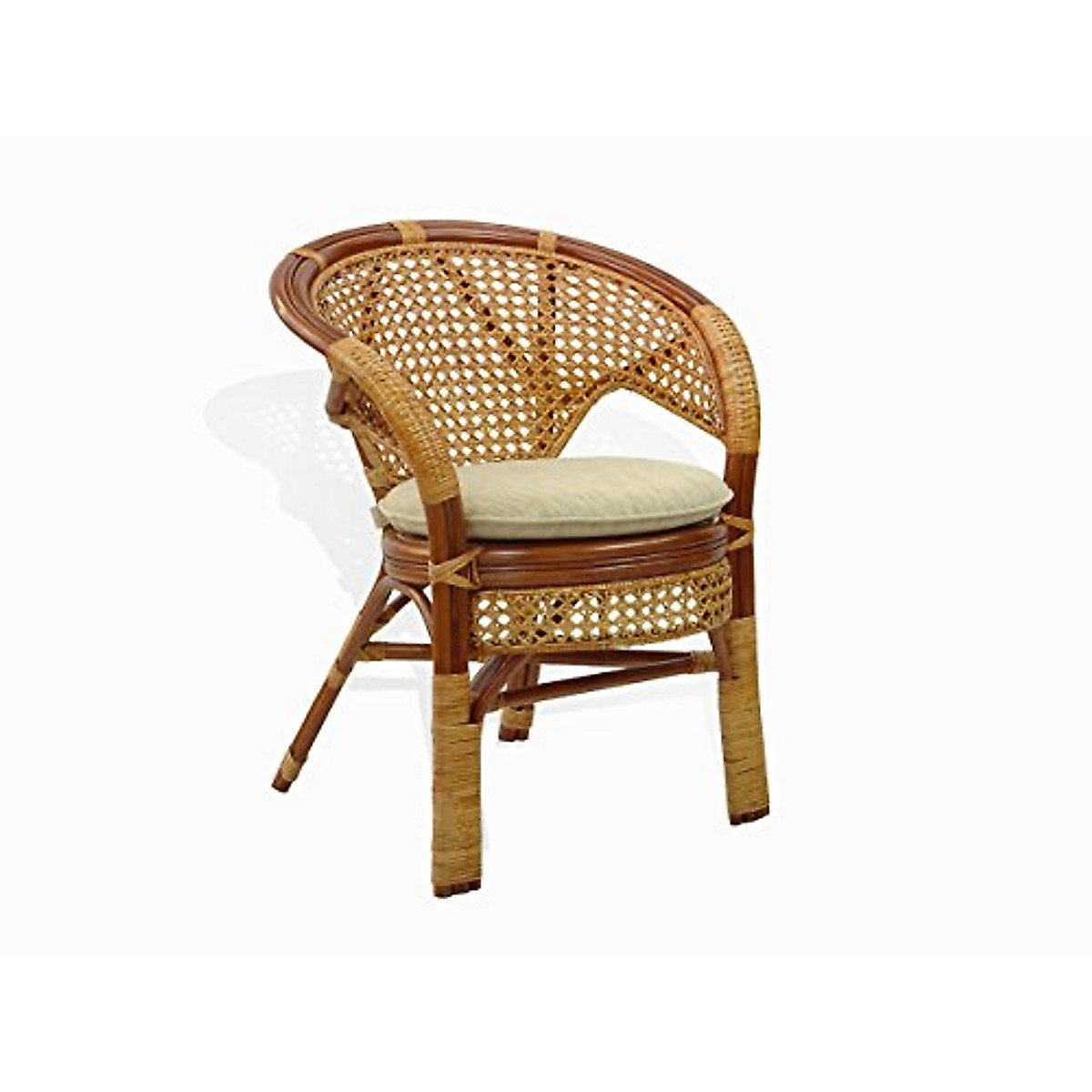 Pelangi Handmade Rattan Dining Wicker Chair W/Cushion, Colonial