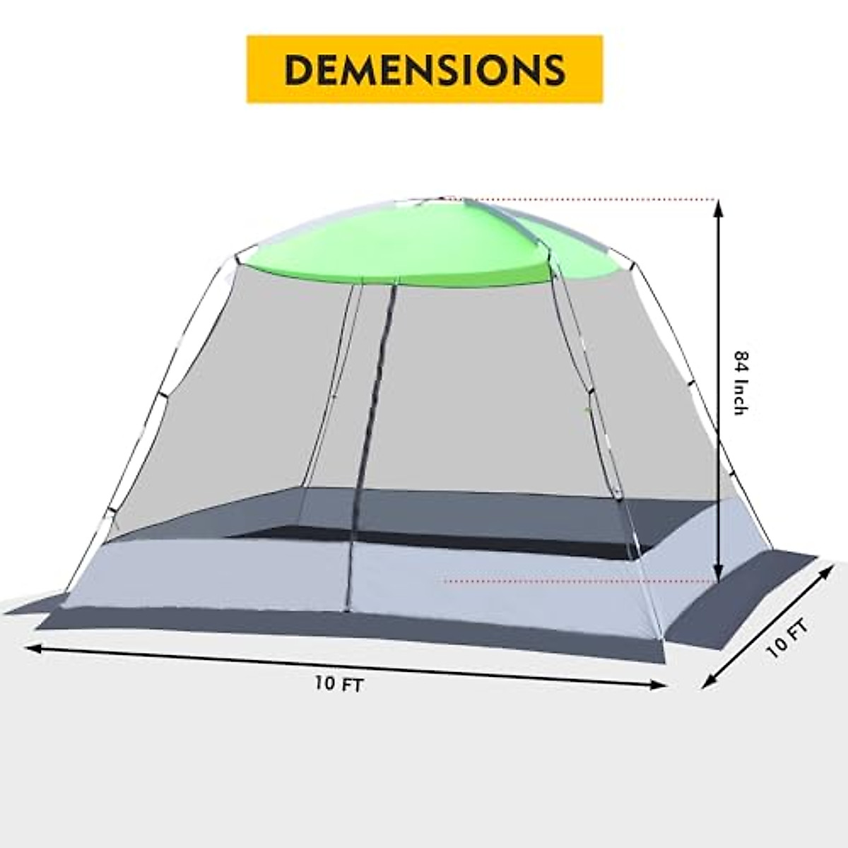 CAMPMORE Screen House Tent 10 x 10 Ft, Mesh Screen Room Canopy Sun Shelter for Backyard Camping Outdoor