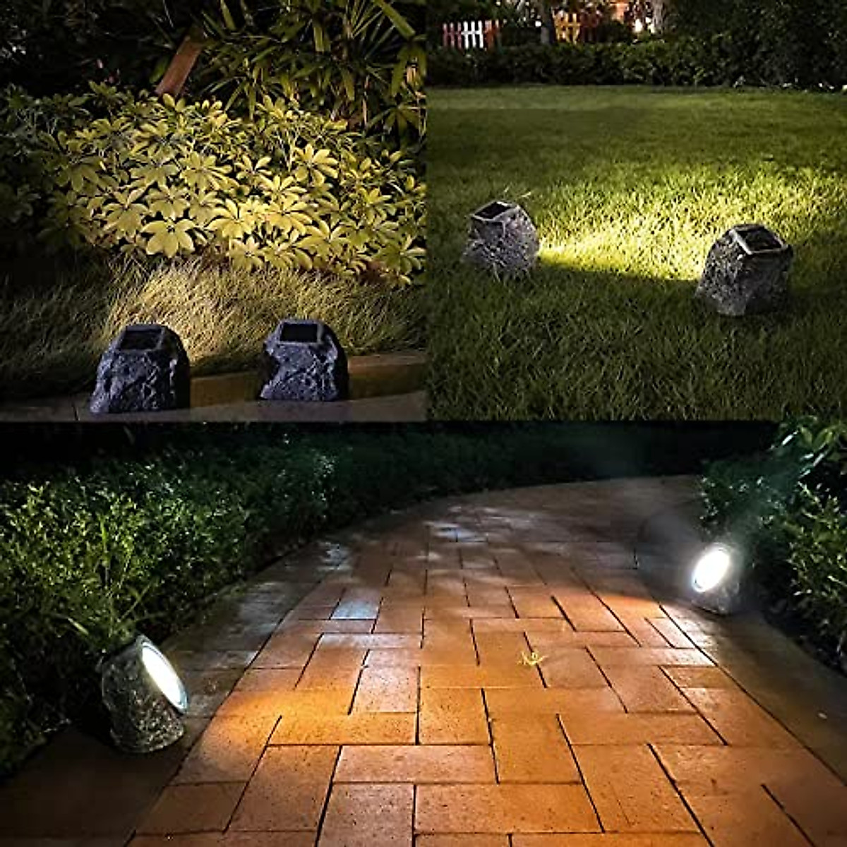 EiGreen Solar Landscape Lights, Garden Rock Lights Outdoor,2 Pack 10 LED Waterproof Outdoor Landscape Lights Rock with Ground Plug,Garden Outdoor Decoration (Warm White, 2pack)
