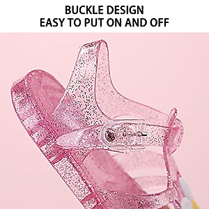 Toddler Little Girls Cute Fruit Jelly Sandals Soft Rubber Sole Beach Shoes Kids Summer Rain Shoes Princess Jelly Flat C-Pink