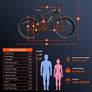 Scooway Electric Bike, 750W Electric Bike for Adults BAFANG Motor Electric Bicycle Ebike, 48V 15Ah Removable Battery, 27.5" Fat Tire E Bike, 28MPH Electric Mountain Bike Snow Beach City Road Shimano