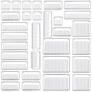 Kootek 31 Pcs Desk Drawer Organizer Set 5-Size Bathroom Drawer Tray Dividers Versatile Storage Bins Plastic Vanity Trays Organizers Divider Container for Dresser Makeup Kitchen Utensil Office