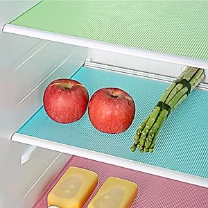 8pcs Refrigerator Liners for Shelves Washable, Fridge Shelf Liners Nonslip, Refrigerator Mats Liner for Glass Shelves, Shinywear Fridge Liners for Freezer Cupboard Cabinet Drawer, 4 Color