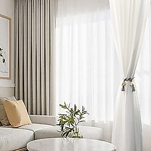 OCIOLI 2 Pack Strong Magnetic Curtain Tiebacks Curtain Holdbacks Outdoor Curtain Tiebacks Cotton Hand Woven Tie Backs Drapery Holdbacks Curtain Ties for Drapes (Grey, 2)