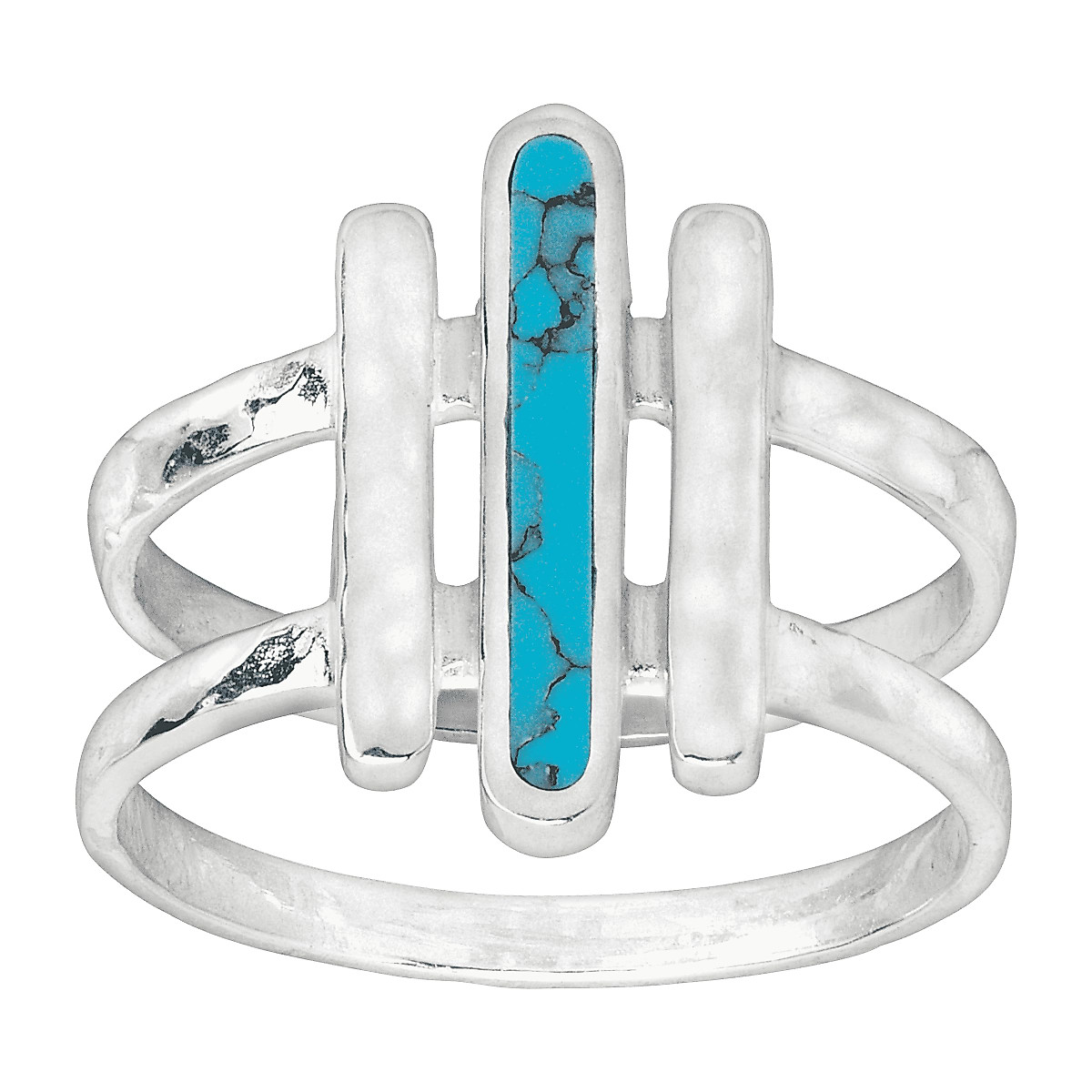 Silpada 'Strait To It' Compressed Turquoise Three-Bar Ring in Sterling Silver, Size 8, Size 8