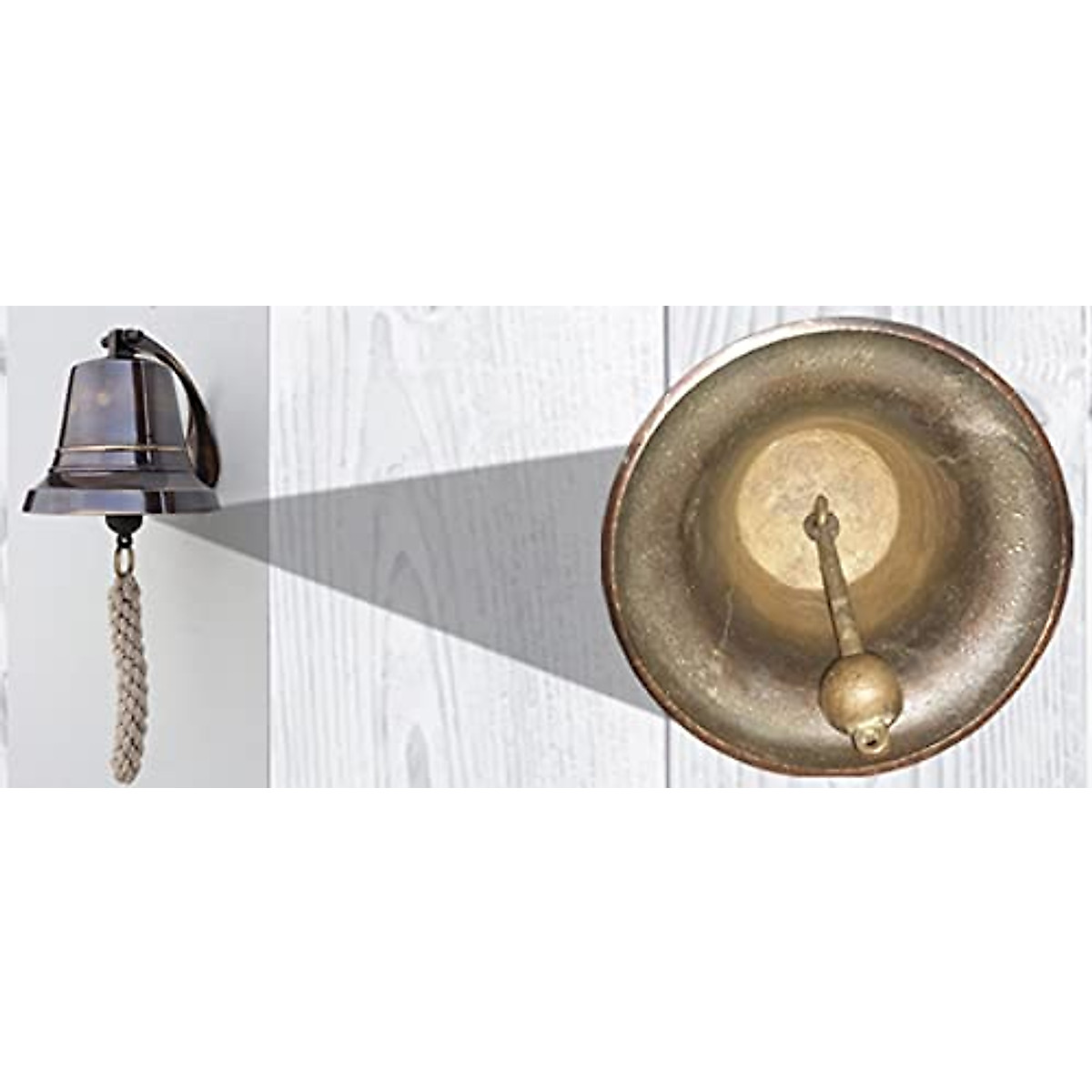 5" Solid Brass Bell Quality Marine Wall Mounted Ship Bronze Finished Hanging Bell Perfect for Dinner, Indoor, Outdoor, School, Bar, Reception, Last Order & Church by The Metal Magician