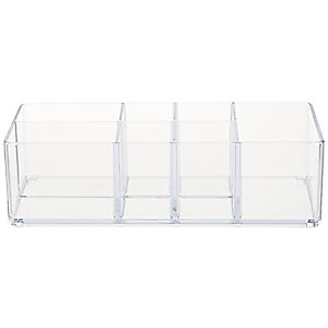 iDesign Divided Bathroom Vanity Organizer for Bathroom, Kitchen, Bedroom, Office, Set of 2, 7" x 3" x 5", Clear