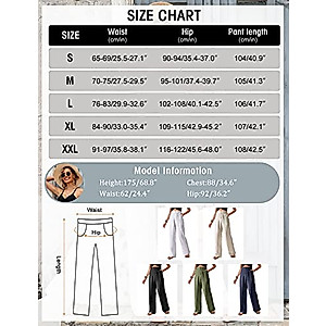 HEEKPEK Linen Pants for Women High Waisted Trousers Straight Wide Leg Flowy Pant Casual Button Up Summer Beach Pants Beige