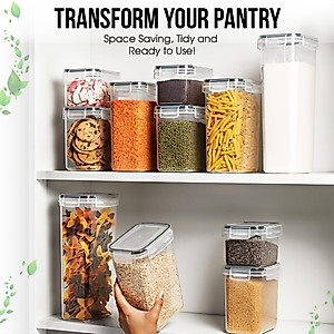 Airtight Food Storage Containers with Lids - 40 PC LARGE SIZE (20 Containers + 20 Lids) Kitchen & Pantry Organization - BPA Free Plastic Food Canister - Cereal, Rice, Flour and Sugar Containers