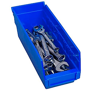 Akro-Mils 30120 Plastic Nesting Shelf Bin Box, (12-Inch x 4-Inch x 4-Inch), Blue, (24-Pack) & 40120 Crosswise Width Plastic Divider for 30120, 30128, 30124 Shelf Bin Storage Bins, Black, (24-Pack)