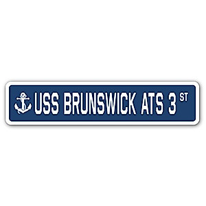 USS Brunswick ATS 3 Street Sign us Navy Ship Veteran Sailor Gift