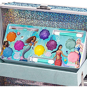 Little Mermaid Train Case Beauty Set, Kids Makeup Kit for Girls, Real Washable Toy Makeup Set, Play Makeup, Pretend Play, Party Favor, Birthday, Toys Ages 3 4 5 6 7 8 9 10 11 12