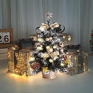 15.7In Decorated Small Christmas Tree Mini Artificial Xmas Tree Tabletop Decorations Indoor Holiday Ornaments for Home Office (#1)