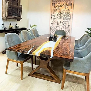 Personalized Large EPOXY Table, Resin Dining Table for 2, 4, 6, 8 River Dining Table Top, Wood Epoxy Coffee Table Top (without Stand, 24 x 12inches)