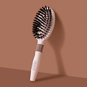 KISMETICS Hair Brush, Argan Oil Infused, Large Cushion, Boar Bristles, for Shine and Easy Styling, Unisex, All Hair Types