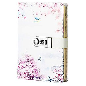 JunShop Creative Password Lock Journal Locked Diary Digital Locking Diary Notepad Book Combination Journal Diary with Lock A5 Planner Cover (Style 4)