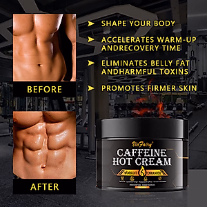 Caffeine Anti Cellulite Hot Cream, Body Sculpting Cellulite Workout Cream for Women & Men , Anti-Cellulite Remover Creams, Natural Sweat Workout Enhancer, Thighs Belly Butt Firming Legs Slimming Cream