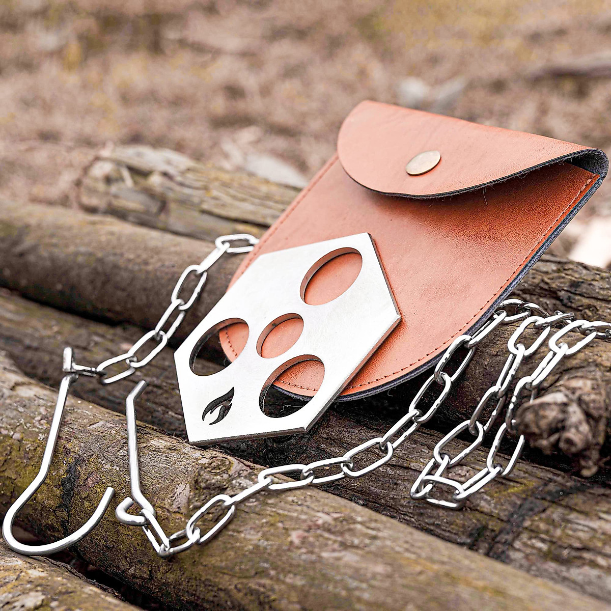 Outdoor Campfire Grill Tripod Board - Portable Stainless Steel Camping Grill Tripod Set Accessories with Adjustable Chain Hook for Hanging Cooking (HEX)