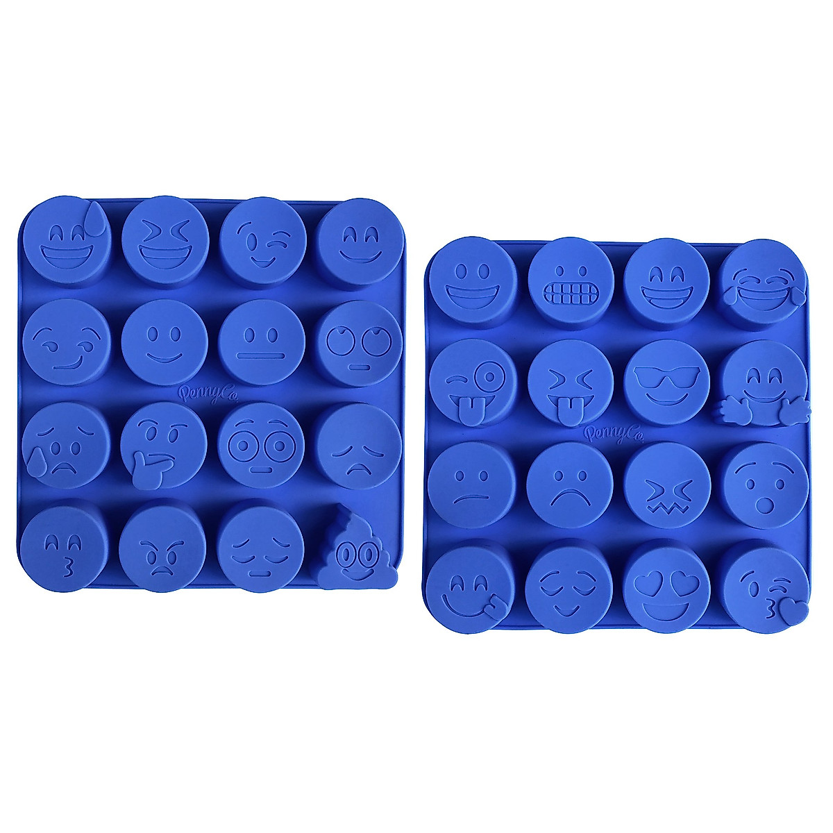 Jumbo Sized Silicone Emoji Molds - 32 Cavity 2 Pack Set by PennyCo Kitchen