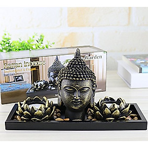 Tabletop Buddha Head Lotus Tea Light Candle Holder Home Decor Relaxing Gift Zen Garden Series