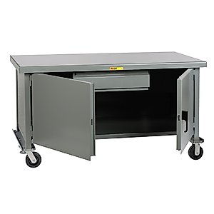 Little Giant WWC3072-HD6PHFL Mobile Heavy-Duty Cabinet Workbench, 3600 lb. Capacity, Heavy-Duty Drawer, 30" Depth x 72" Width, Gray