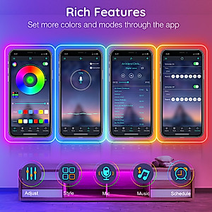 20Ft Neon Rope Lights,Flexible Led Rope Lights Control with App/Remote,Multiple Modes Rope Lights,IP65 Outdoor RGB Led Neon Lights Waterproof,Music Sync Gaming Led Neon Light Strip for Bedroom Decor