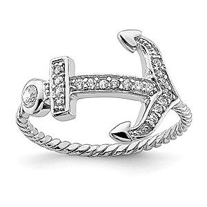 IceCarats 925 Sterling Silver Cubic Zirconia CZ Anchor Ring Size 8