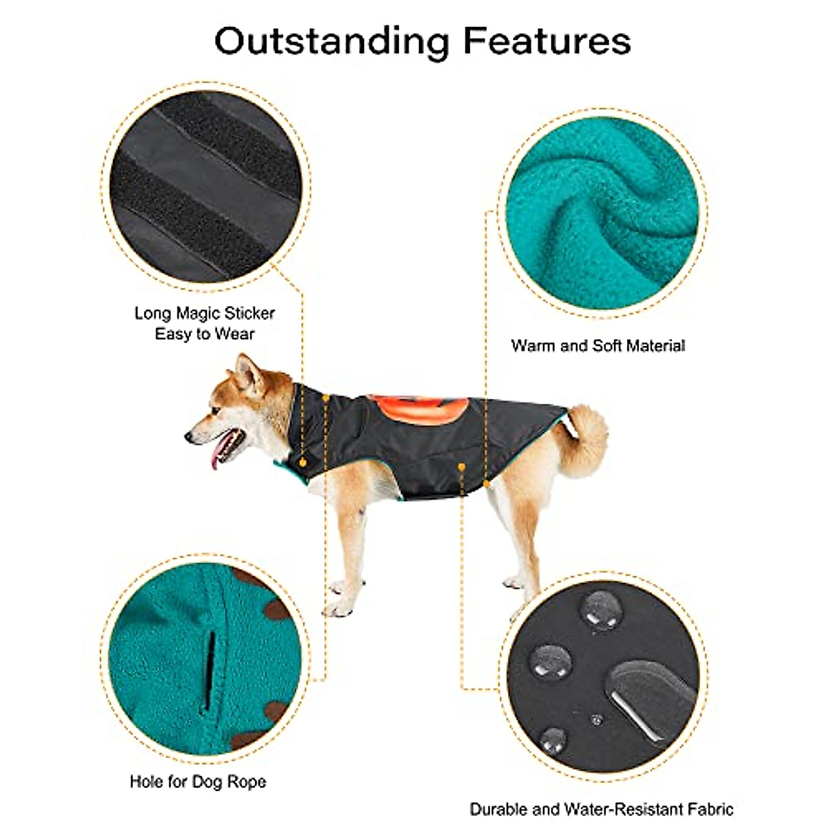 Dog Halloween Costumes for Large Medium Small Dogs, Reversible Waterproof Dog Clothes for Christmas, Cold Weather Coat Windproof, Anxiety Dog Vest for Outdoor Winter