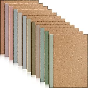 Harloon 12 Pcs Back to School A5 Composition Notebook Journals 8 in x 5.75 in College Ruled Kraft Notebooks with Rainbow Spines Small Lined Composition Book for School Office Home Kid Women 60 Sheet