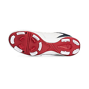 RIP-IT Girls Diamond Softball Cleats | Youth Softball Shoes for Girls | White/Navy/Red | Size 4