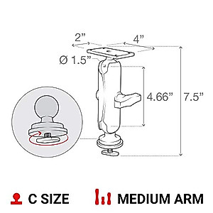 RAM Mounts Track Ball Mount for Humminbird Helix 7 RAM-202-24-354-TRA1U with Medium Arm Compatible with RAM Tough-Track System