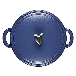 Ayesha Curry Enameled Cast Iron Dutch Oven/Casserole Pot with Lid, 6 Quart - Anchor Blue