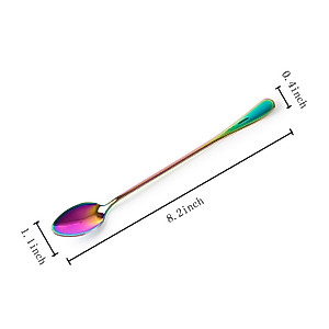 dhrbsx Long-Handled ice Tea Spoon, Cocktail stir Spoons, Stainless Steel Coffee Spoons, Colored ice Cream Scoop Set of 4