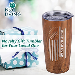 NUI LIVING 20 OZ Best Dad Ever Stainless Steel Tumbler: Unique Gift Idea for Men, Husband, Father - Christmas, Anniversary, Birthday; Eco-Friendly, Spill-Proof & Insulated for Perfect Temperature