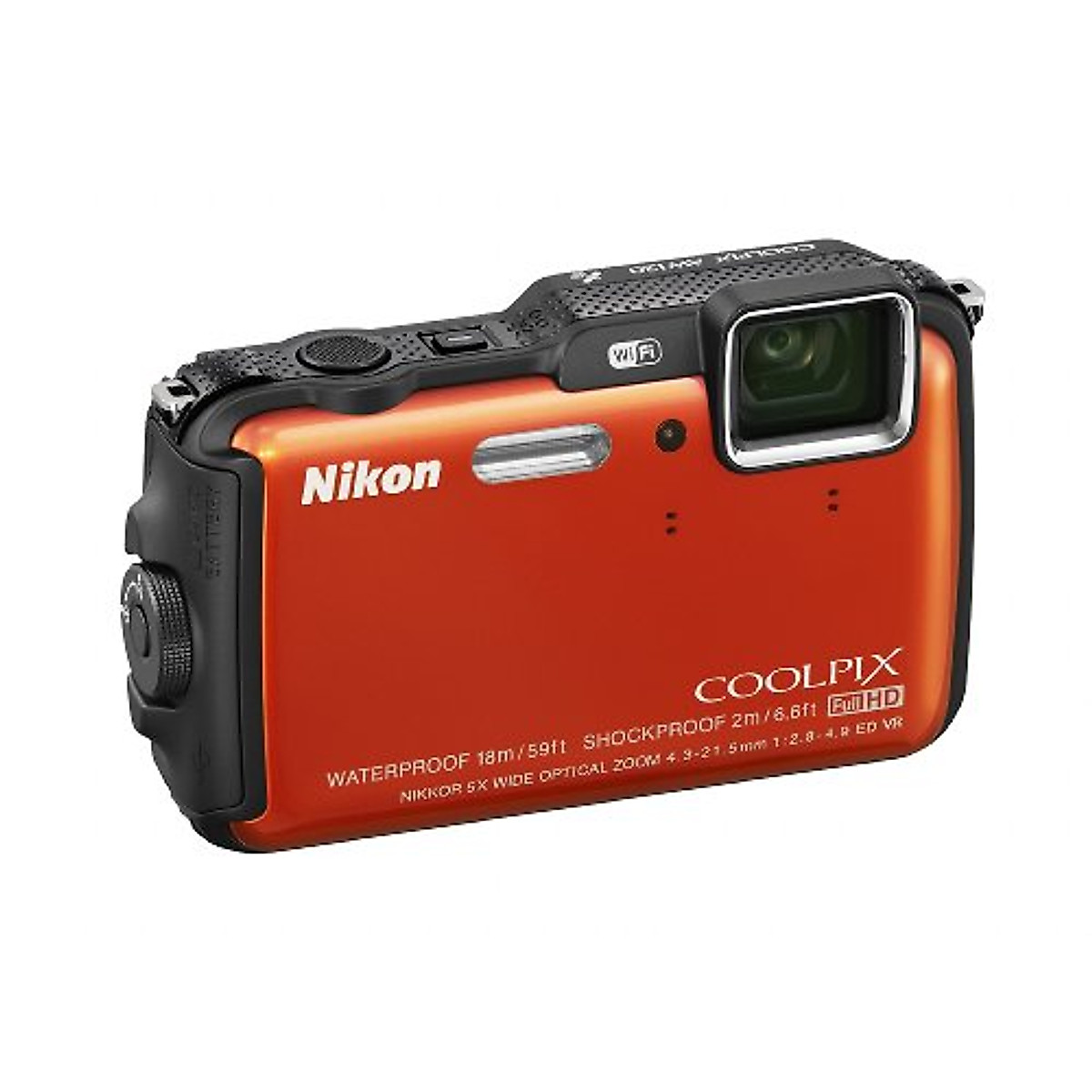 Nikon COOLPIX AW120 16 MP Wi-Fi and Waterproof Digital Camera with GPS and Full HD 1080p Video (Orange) (Discontinued by Manufacturer)