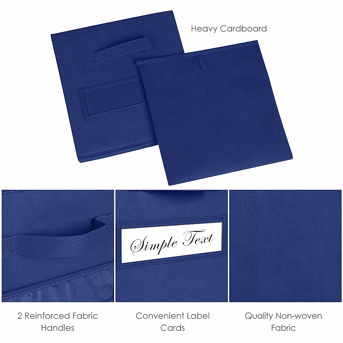 TomCare 8-Pack Storage Cubes Foldable Fabric Cube Storage Bins with 10 Label Window Cards Cloth Cube Organizer Bins Storage Baskets Containers for Shelves Closet Organizers Cubby Cube Storage (Navy)