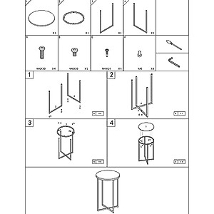 AZL1 Life Concept Concept Modern X-Shaped Small Round Side End Accent Table,Corner Decor/Nightstand for Home Office Living Room Bedroom Marble + Gold, 16 inches, White